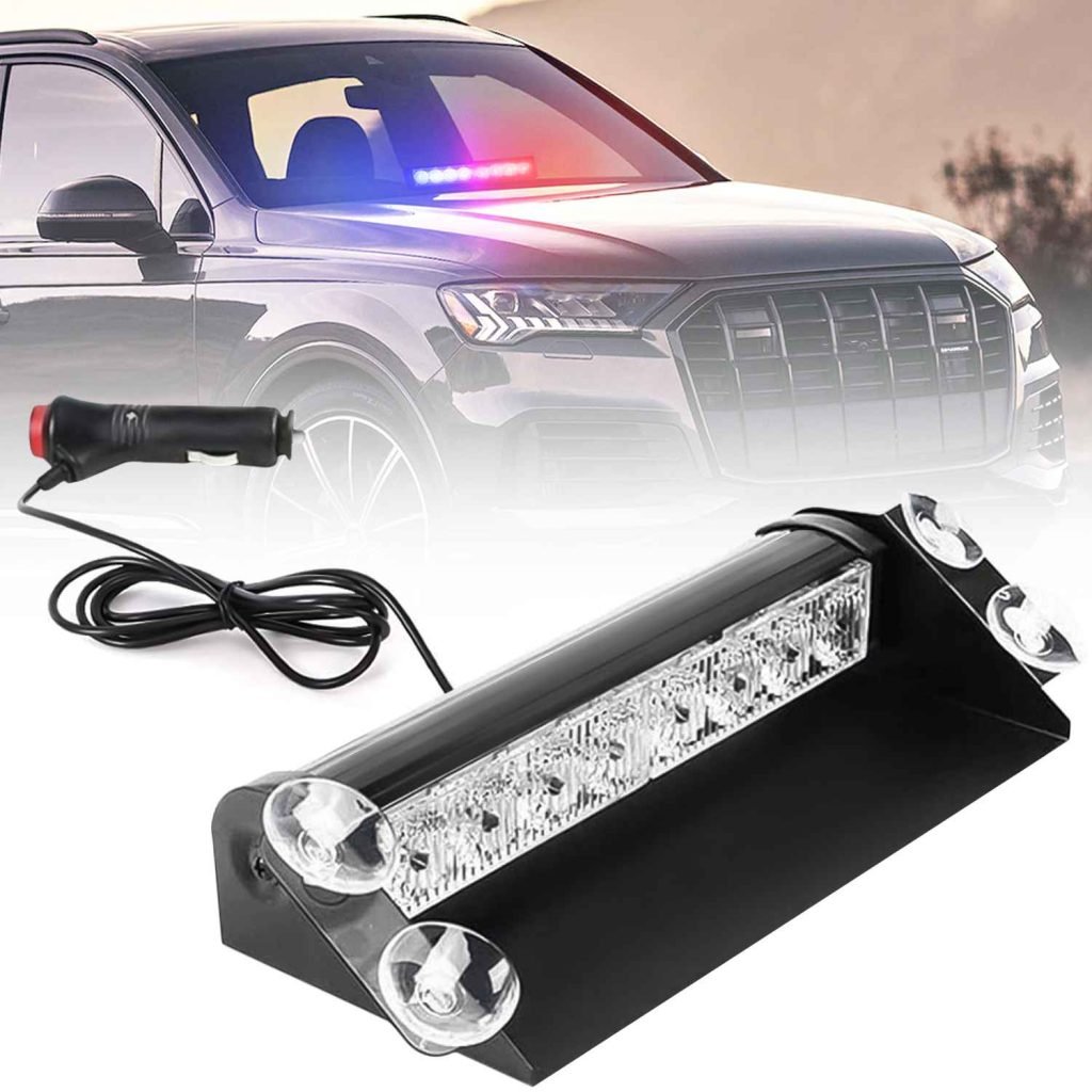 Buy Car Police Light 8 Led Red & Blue Strobe Flashing Warning Emergency ...